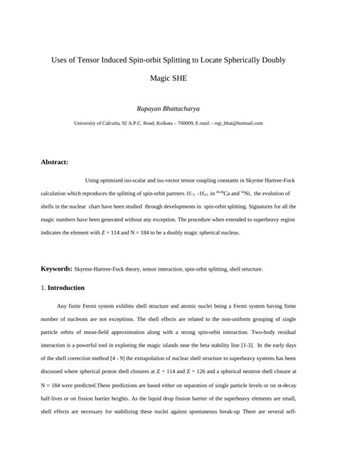 pdf uses of tensor induced spin orbit splitting to locate spherical