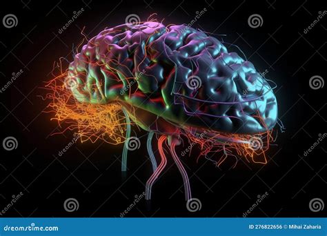 Human Brain With A Neural Network Of Synapses Lighting Up Generative