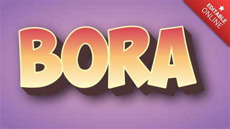 Bora Red Yellow And Brown 3d Text Effect Generator