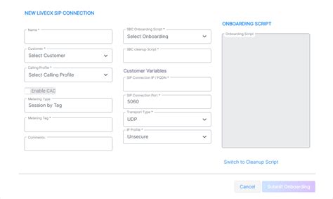 Add Live Cx Sip Connection