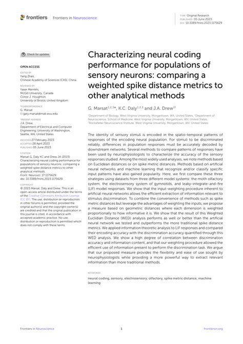 pdf characterizing neural coding performance for populations of sensory neurons comparing a