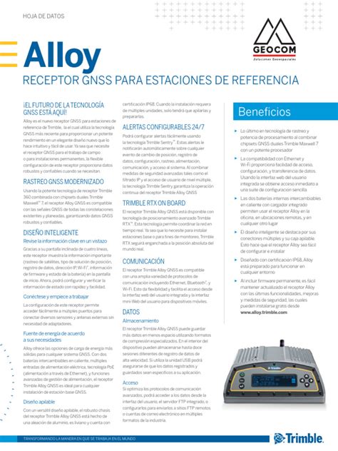 Data Sheet Trimble Alloy Descargar Gratis Pdf Wifi Protocolo De Transferencia De Archivos