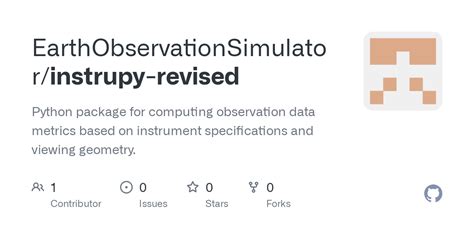 github earthobservationsimulator instrupy revised python package for