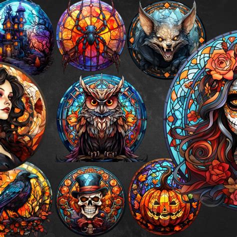Halloween Stained Glass Etsy