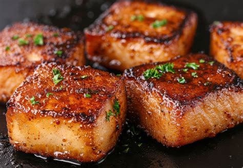 Delicious Caramelized Pork Belly Bites Stock Illustration