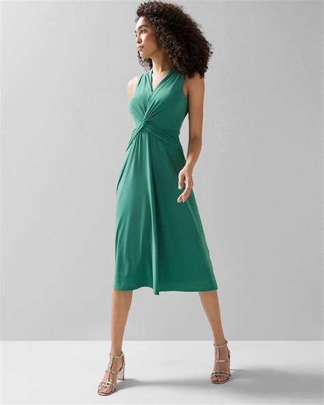 Sleeveless Matte Jersey Twist Front Dress White House Black Market