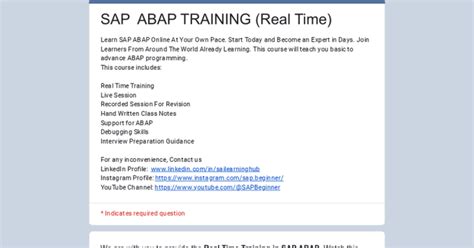 Sai L On Linkedin Sap Abap Training Real Time