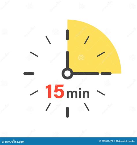 15 Minutes On Stopwatch Icon In Flat Style Clock Face Timer Vector