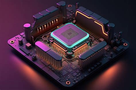 Premium Photo Neon Lighting CPU On The Motherboard Generative AI Illustration