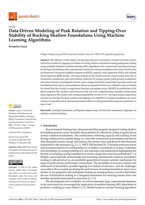 PDF Data Driven Modeling Of Peak Rotation And Tipping Over Stability