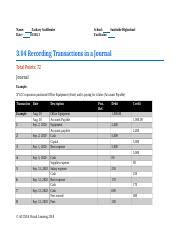 3 04 Recording Transactions In A Journal Zachary Saddlemire Docx Name