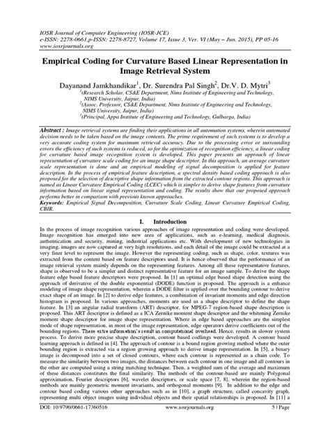 Pdf Empirical Coding For Curvature Based Linear Representation In Image Retrieval System
