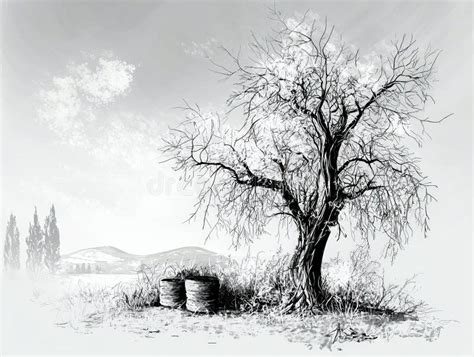 Tree Sketch A Detailed Illustration Of A Tree Emphasizing Its