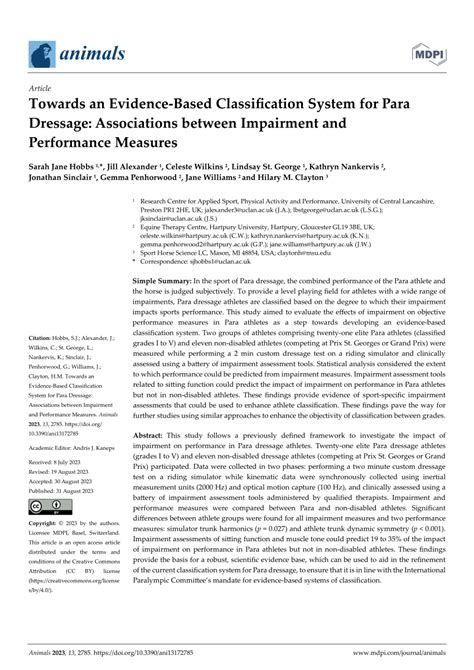 Pdf Towards An Evidence Based Classification System For Para Dressage Associations Between