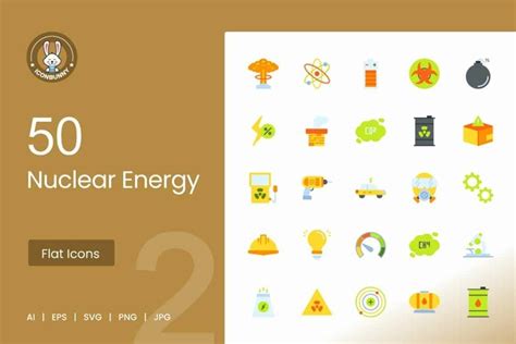 50 Nuclear Energy Flat Multicolor Icons