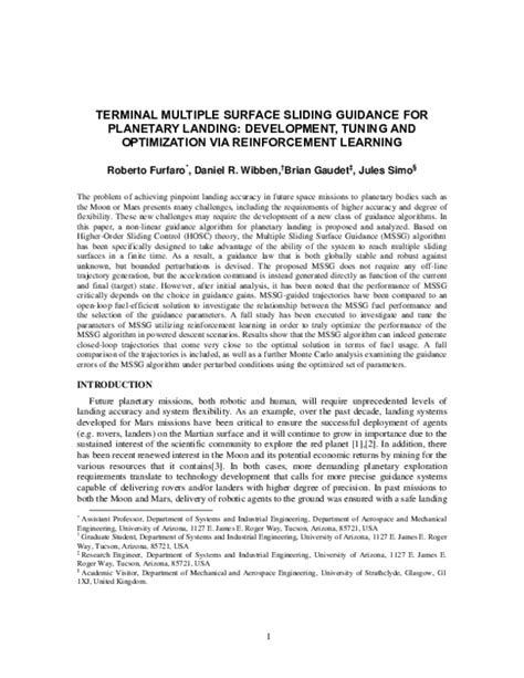 Pdf Terminal Multiple Surface Sliding Guidance For Planetary Landing Development Tuning And