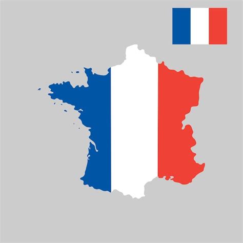 Mapa Da França No Estilo De Cores Da Bandeira Francesa Em Fundo Cinza