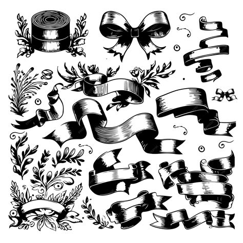 Premium Vector Vintage Ribbon Hand Drawn Set Of Different Vintage