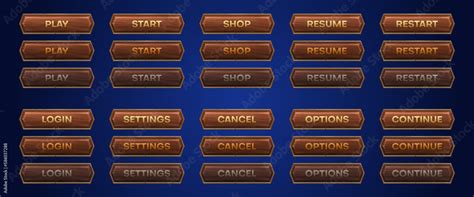 Medieval Ui Game Wooden Button With Metal Frame Sprite For Animation Fantasy Rpg Title Sign