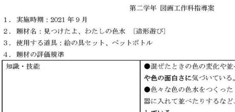 第二学年見つけたよわたしの色水図画工作科指導案