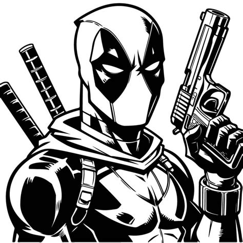 Free Deadpool Svg Black And White Svg Vector File For Laser Cutting