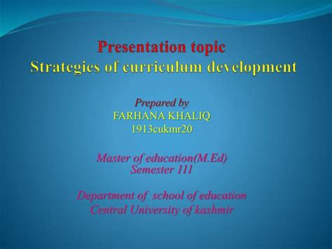 Curriculum Development Strategies Pptx