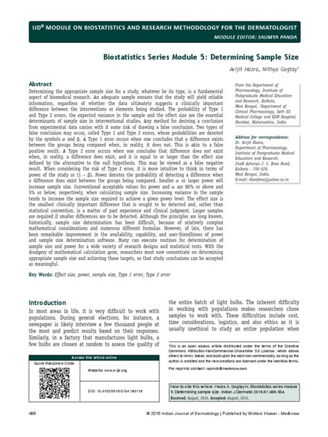 biostatistics series module 5 determining sample size pdf standard