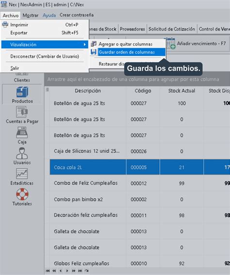 Editar Columnas En Nex