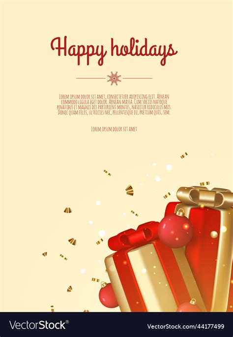 Christmas Ts Holiday Realistic 3d Objects Vector Image