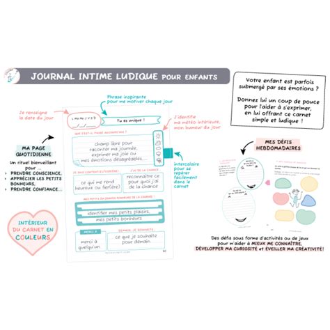 Journal intime ludique fille et garçon Coccibel