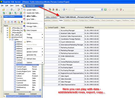 Quick Way To Show Table Data Toad For Sql Server Toad World Forums