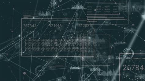 Animation Of Network Of Connections Over Data Processing On Black