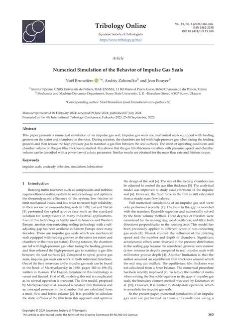 Pdf Numerical Simulation Of The Behavior Of Impulse Gas Seals