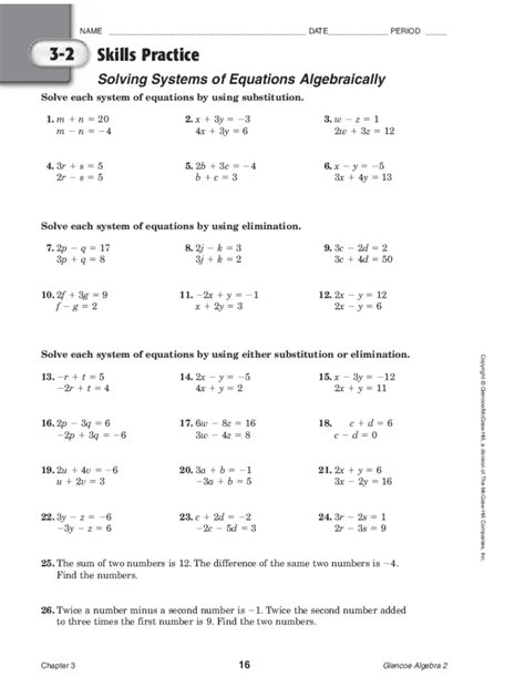 Fillable Online Skills Practice Solving Systems Of Equations Fax Email Print PdfFiller
