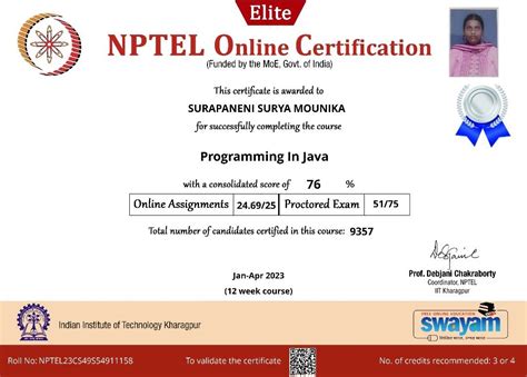 Mounika Surapaneni On Linkedin Nptel Java Pvpsit Programminginjava