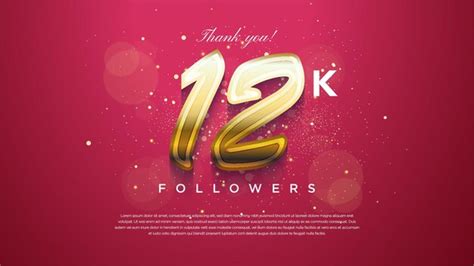 클래식 숫자와 분홍색 배경을 가진 축하 12k 추종자 벡터 프리미엄 벡터