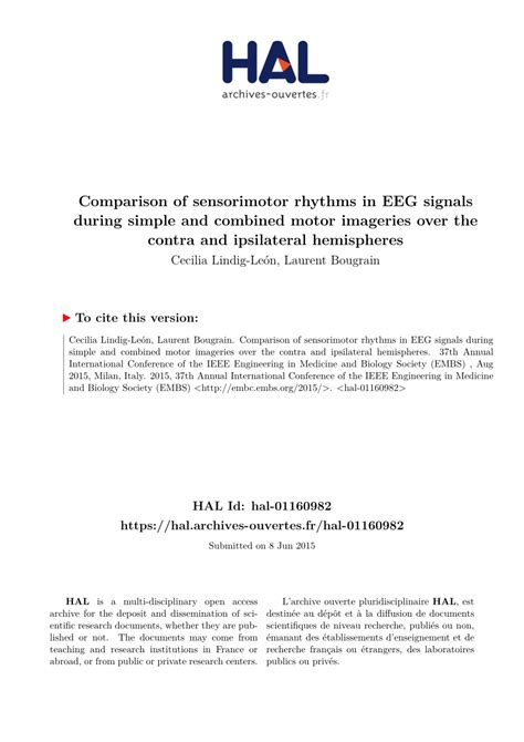 Pdf Comparison Of Sensorimotor Rhythms In Eeg Signals During Simple And Combined Motor