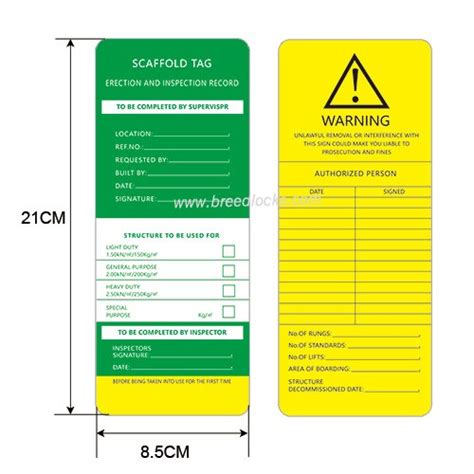 Scaffolding Tags Ladder Tag Inserts Lockout Tagout Device