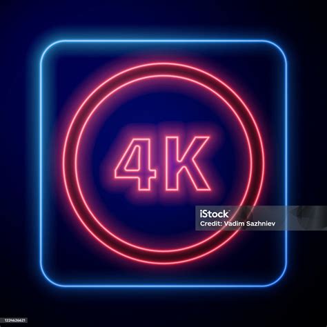 Ikon Neon 4k Ultra Hd Bersinar Terisolasi Pada Latar Belakang Biru