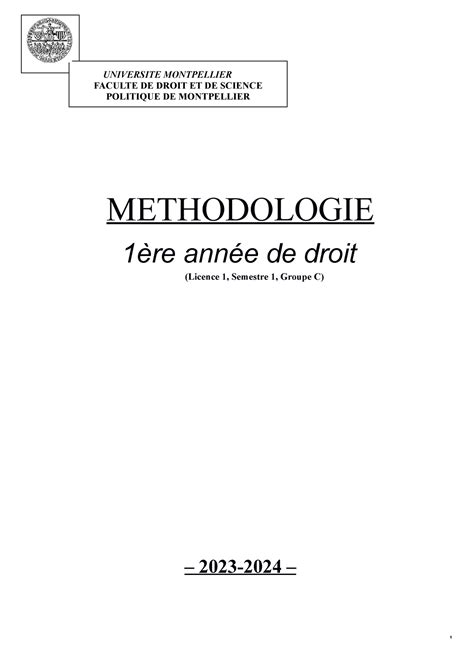 Document méthodologie Introduction au droit 2023 2024 METHODOLOGIE