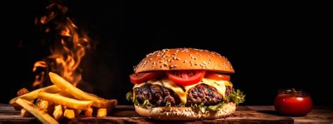 Premium Photo Burgers And Fries Generative Ai