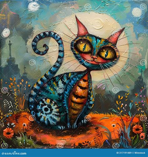 Ai Generated Illustration Of A Cheshire Cat Sitting In Grass Next To