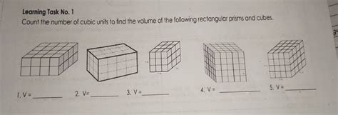 solved learning task no 1 count the number of cubic units to find the
