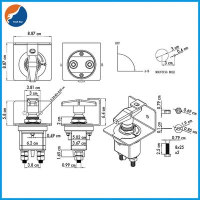 20247 48V 300A 500A Max Duty Master Battery Switch With Install Plate