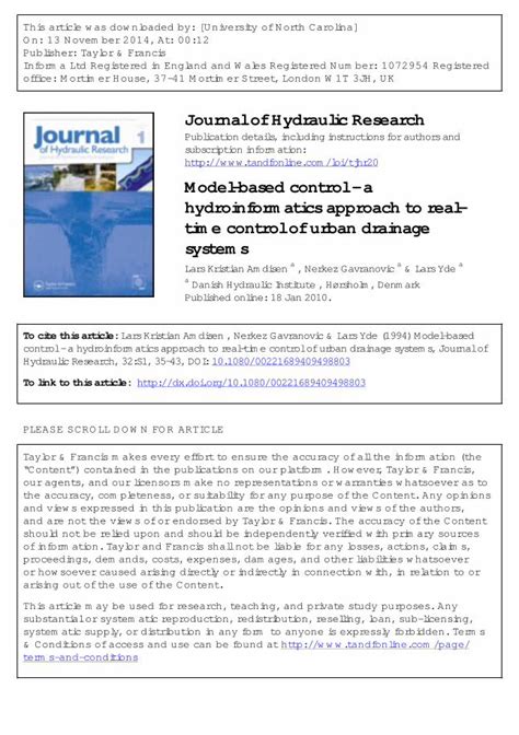pdf model based control a hydroinformatics approach to real time