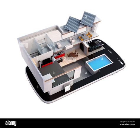 Energy Saving Smart Home On Top Of A Smartphone Home Energy Management Concept With Smartphone