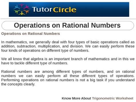 Operations On Rational Numbers By Tutorcircle Team Issuu Worksheets Library