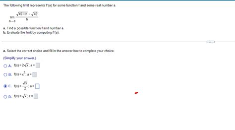 solved the following limit represents f a ﻿for some