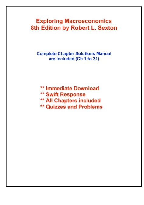 Solutions For Exploring Macroeconomics 8th Edition Sexton All