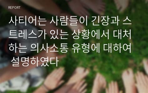 사티어는 사람들이 긴장과 스트레스가 있는 상황에서 대처하는 의사소통 유형에 대하여 설명하였다 레포트